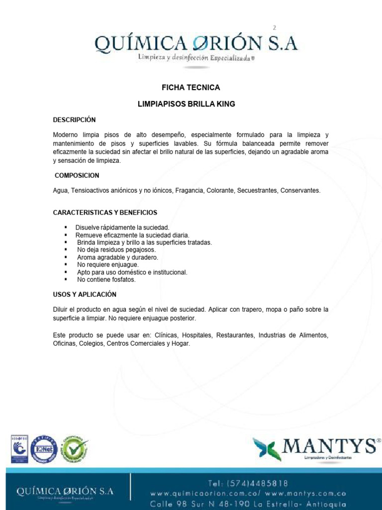 Limpia Pisos Brilla King | PDF