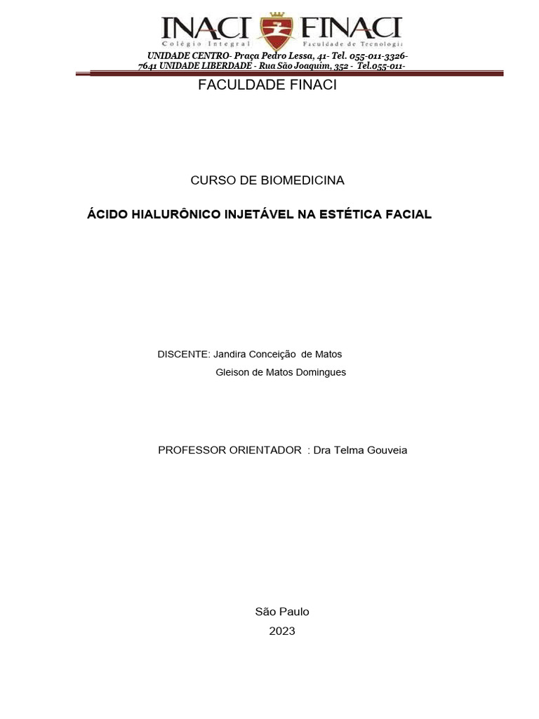 Artigo Acido Hiarolonico Novo (1) | PDF | Pele | Biologia