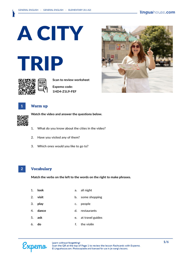 A City Trip American English Student A1 A2 | PDF | English Language ...