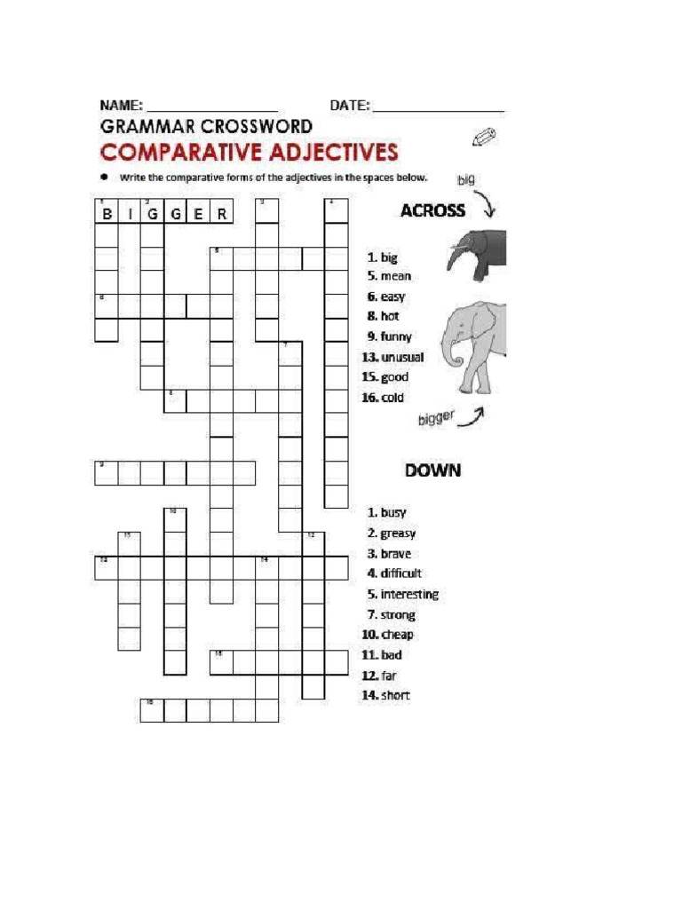 2 Crosswords Comparative Exercises | PDF