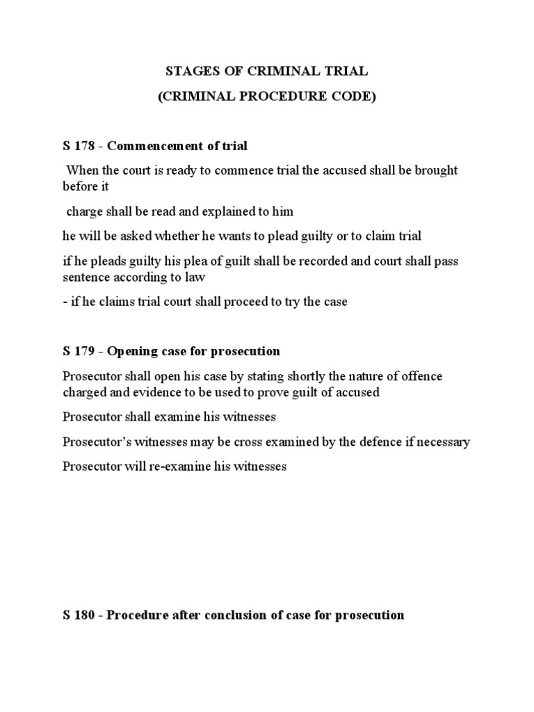 Stages of Criminal Trial | PDF | Prosecutor | Plea