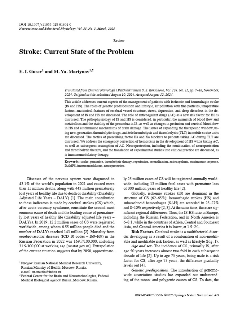 Stroke Current State of The Problem | PDF | Stroke | Clinical Medicine