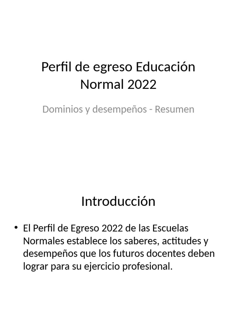 Perfil Egreso Normal 2022 | PDF