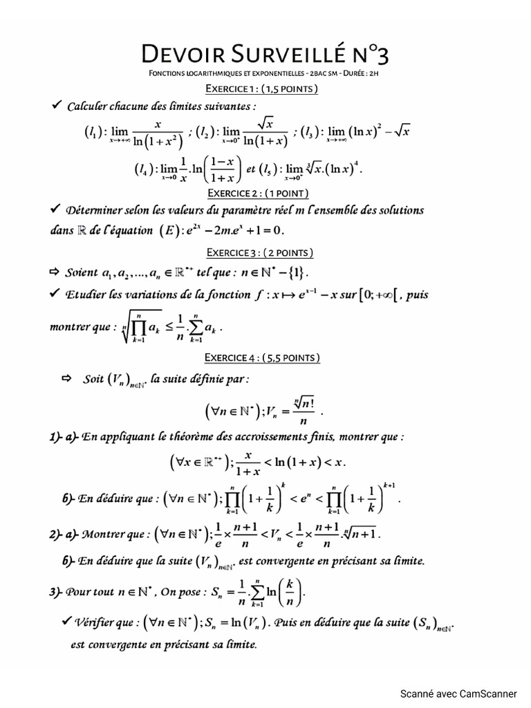 Ds 3 maths 2bac sm | PDF