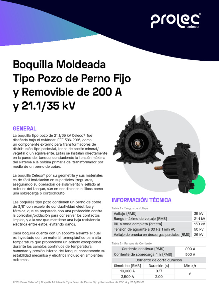 Prolec Celeco Boquilla Moldeada Tipo Pozo de Perno Fijo y Removible ...