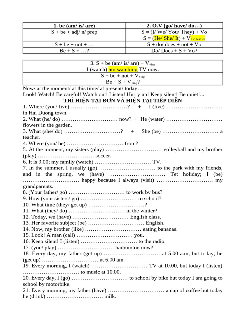 2. Present Simple Tense And Present Progressive Tense | PDF