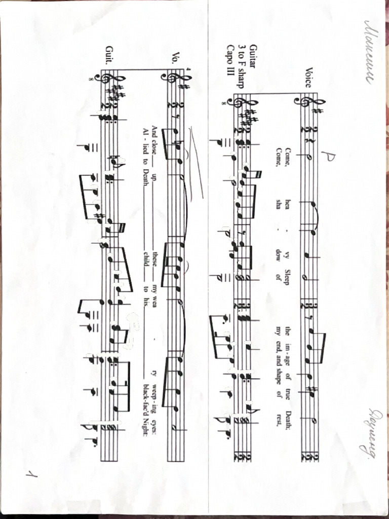 John Dowland Voice and Guitar | PDF