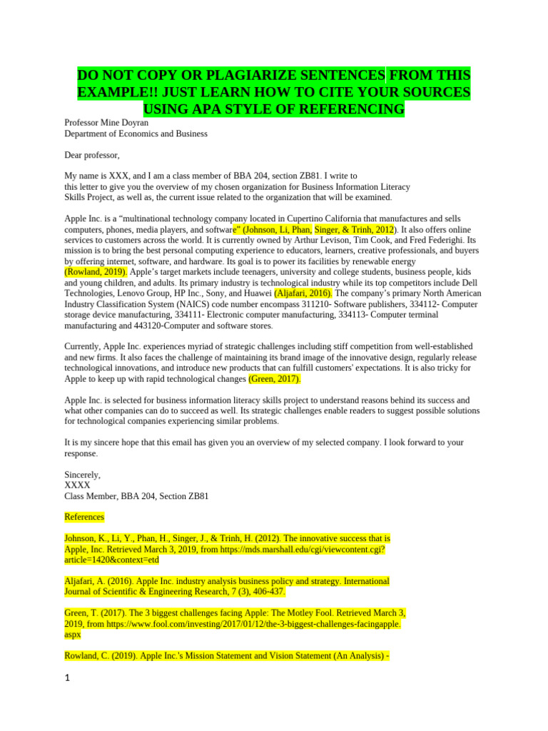Do Not Copy-Apa Style-business Literacy Project Example (1) (1)(1)(2)-1 ...