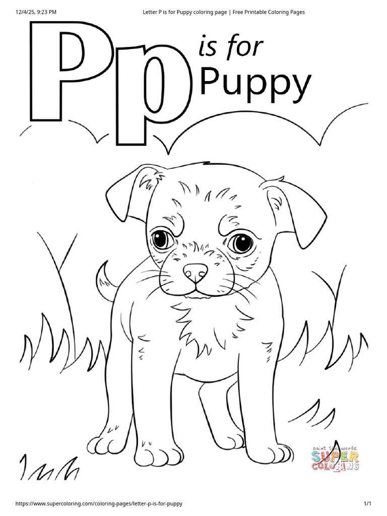 Letter P is for Puppy Coloring Page _ Free Printable Coloring Pages | PDF