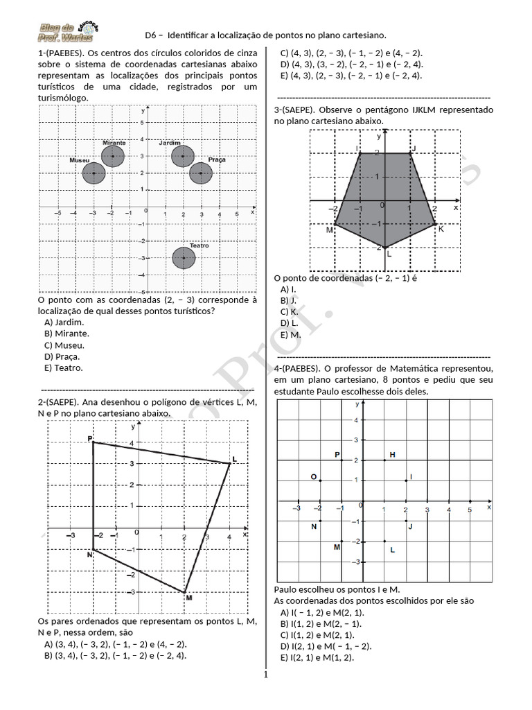 D6 (3 Série - EM - Mat.) - Blog Do Prof. Warles | PDF | Sistema de ...