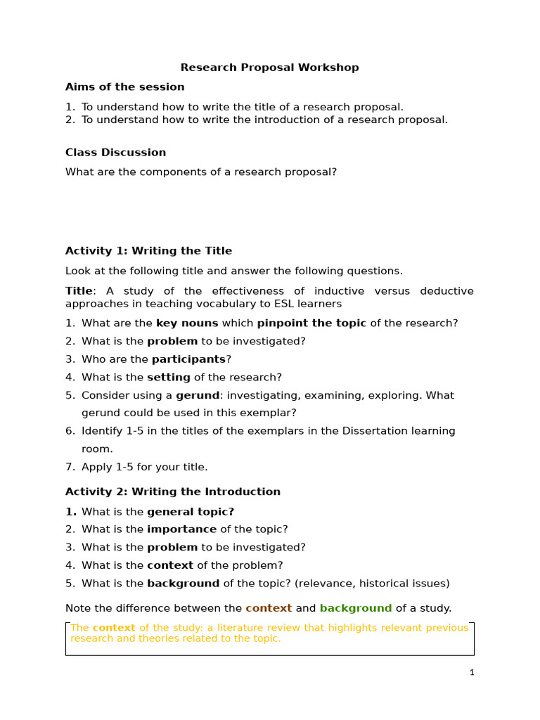 Research Proposal Title and Intro | PDF | English As A Second Or ...
