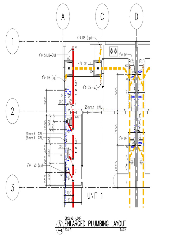 Plumbing Layout DWV Ground Floor Enlarged | PDF