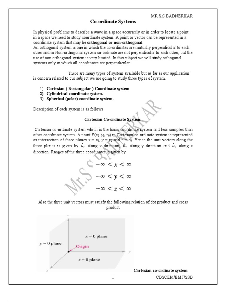Coordinate System | PDF | Cartesian Coordinate System | Coordinate System