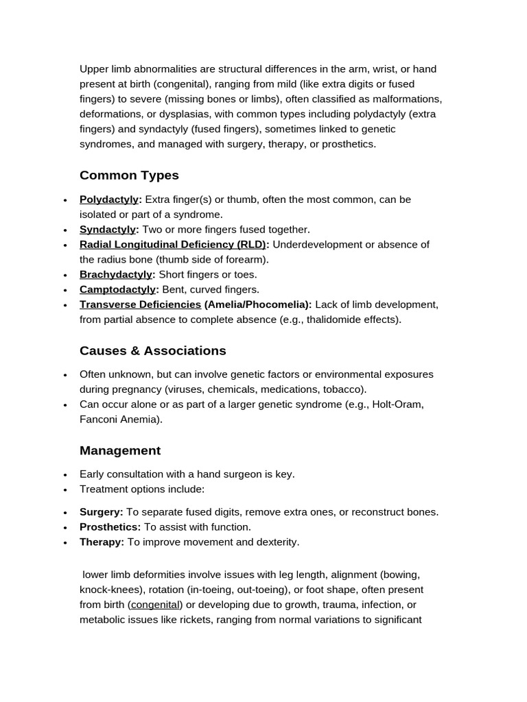 Limb Abnormalities | PDF | Intravenous Therapy | Diseases And Disorders