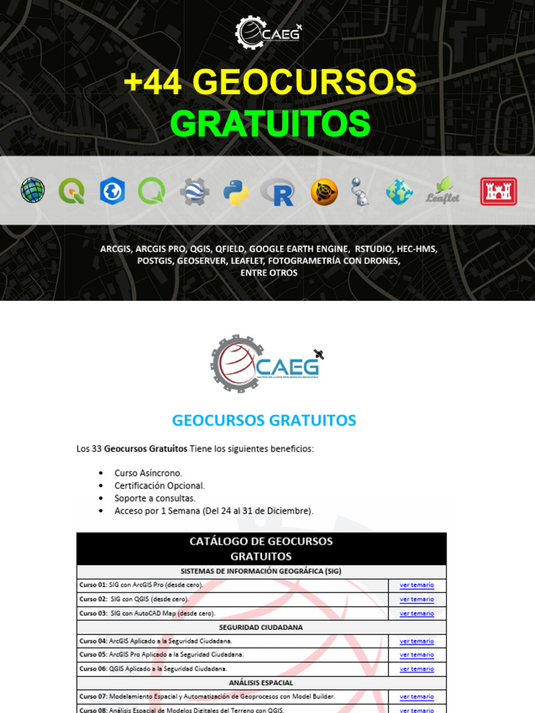 Catálogo de Geo Cursos Gratuitos - CAEG 2025 | PDF | Sistema de ...