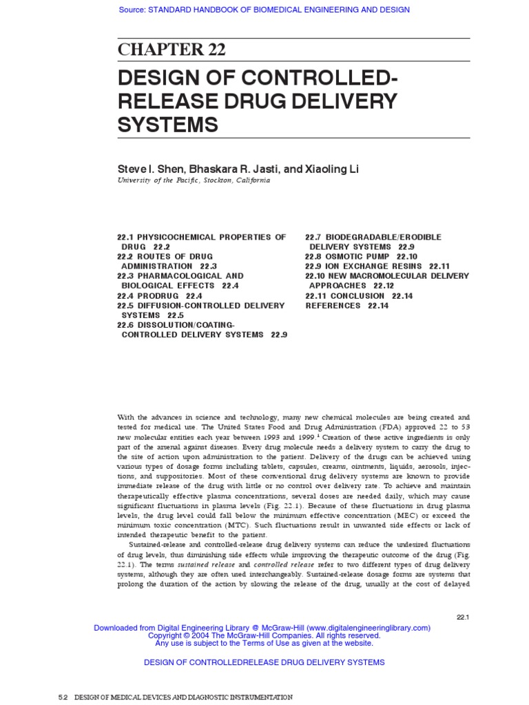 22 Design of Controlled-Release Drug Delivery Systems | PDF ...