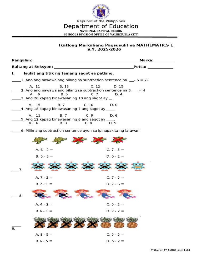 Third Periodical Test in Math | PDF