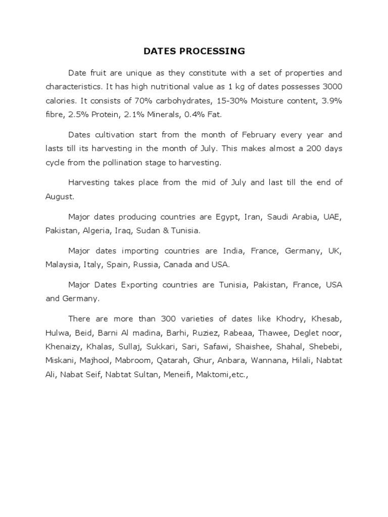 Dates Processing | PDF | Fruit | Edible Plants