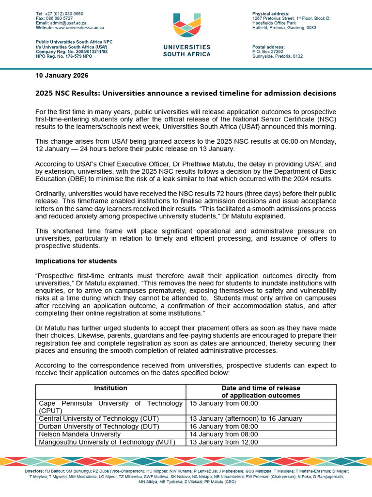 2025 NSC Results - Universities Announce A Revised Timeline For ...