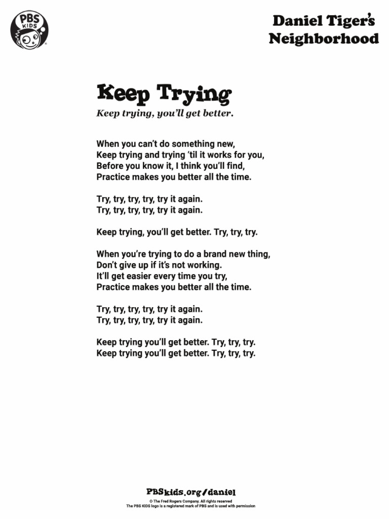 Keep Trying Lyrics | PDF