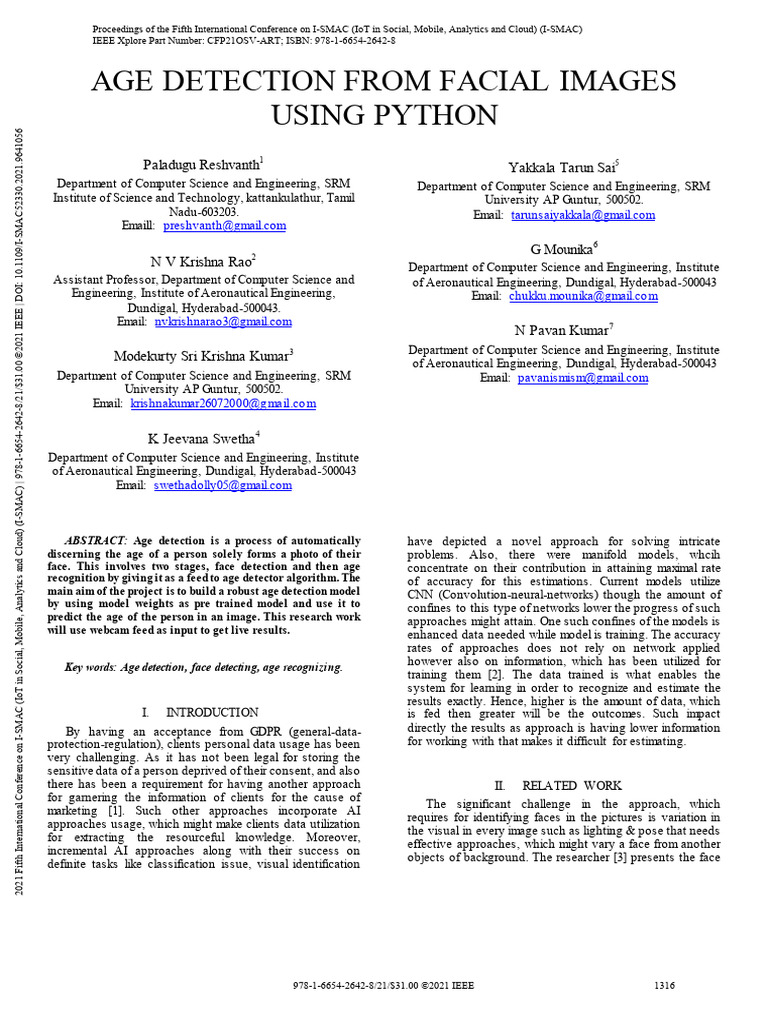 Age Detection From Facial Images Using Python | PDF | Deep Learning ...
