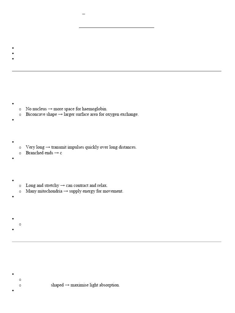 G7 notes on specialized cells | PDF | Tissue (Biology) | Muscle