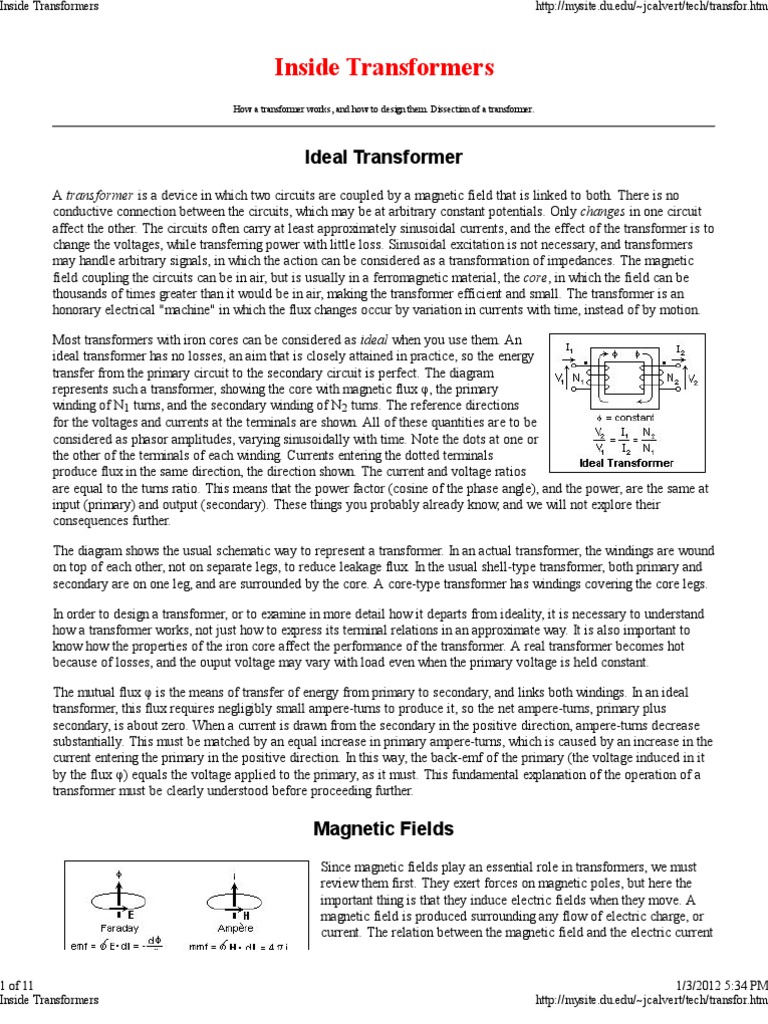 Inside Transformers: Ideal Transformer | PDF | Transformer | Inductor