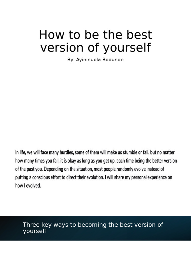 How to Be the Best Version of Yourself | PDF