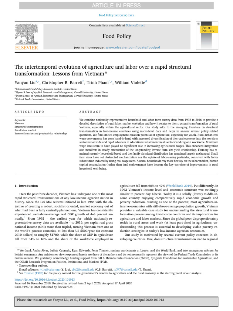 Trade Article 2 | PDF | Agriculture | Labour Economics