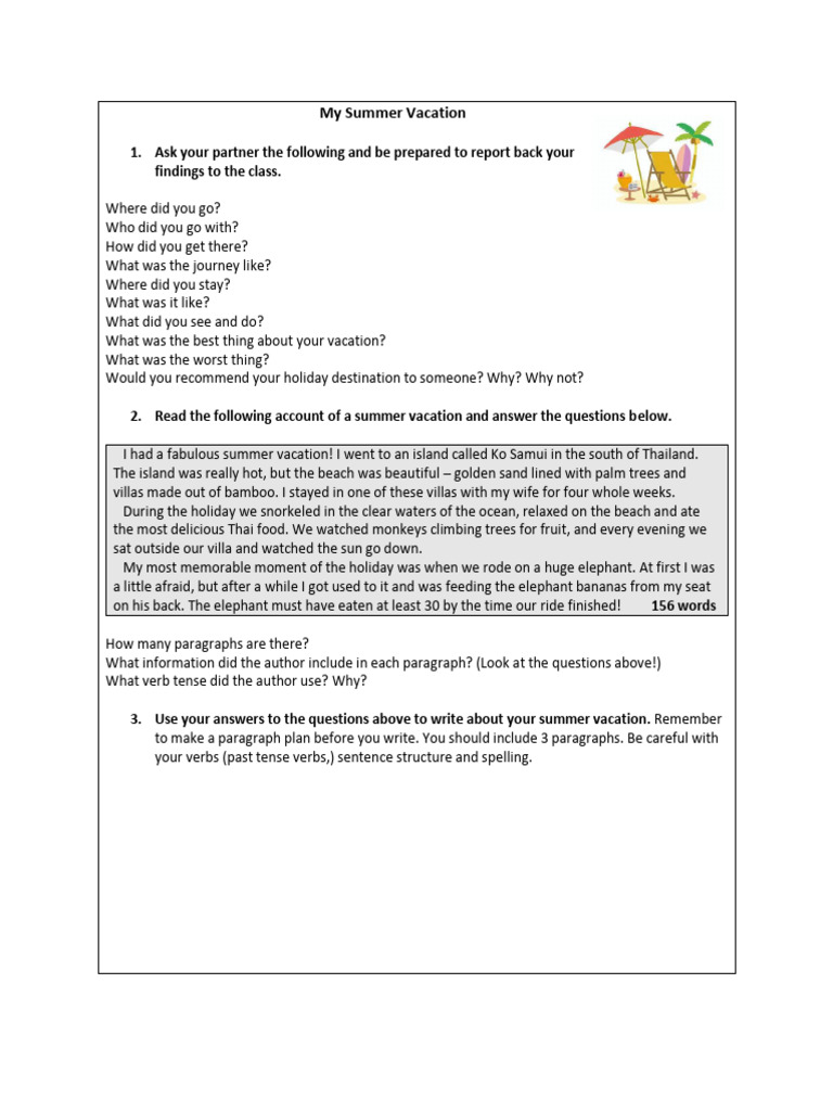 My Summer Vacation | PDF