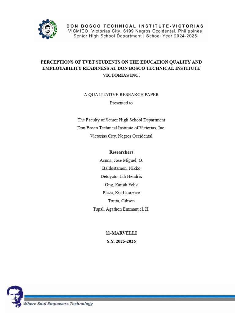 Group 1 Research MARVELLI | PDF | Vocational Education | Self Efficacy