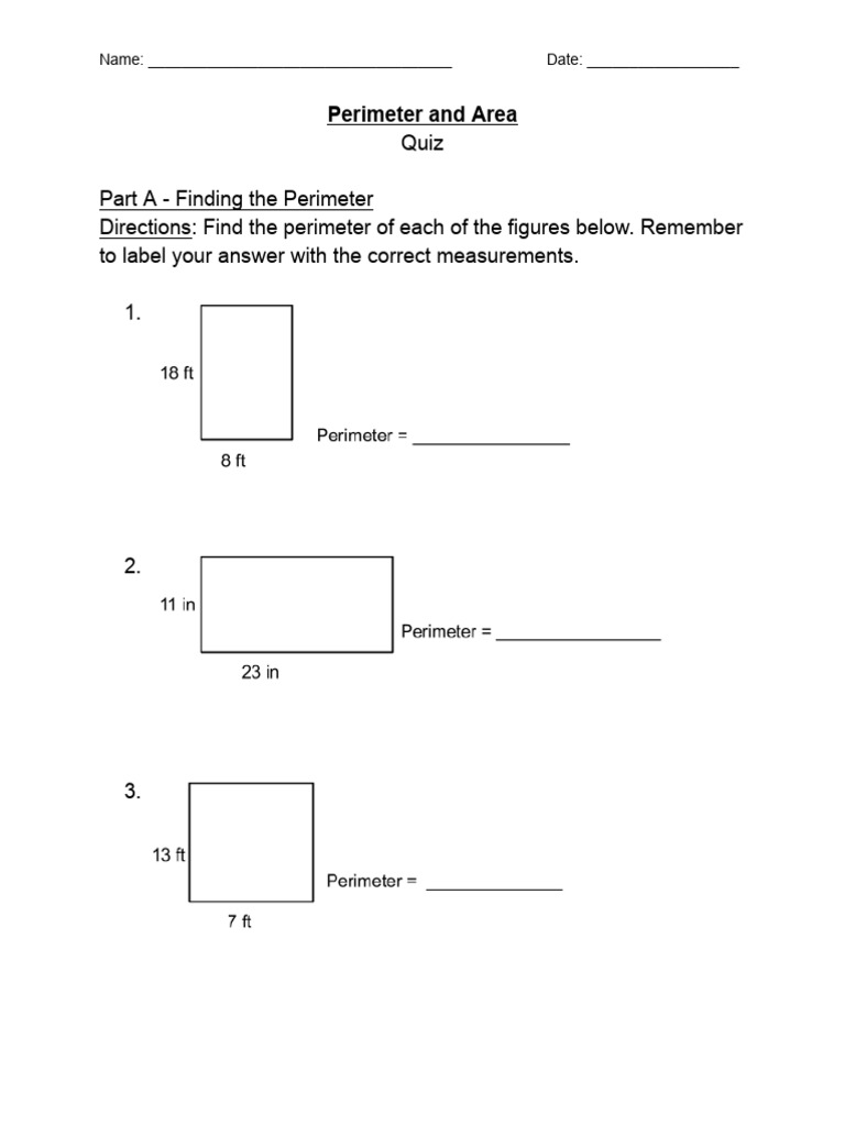 Perimeter and Area Test | PDF