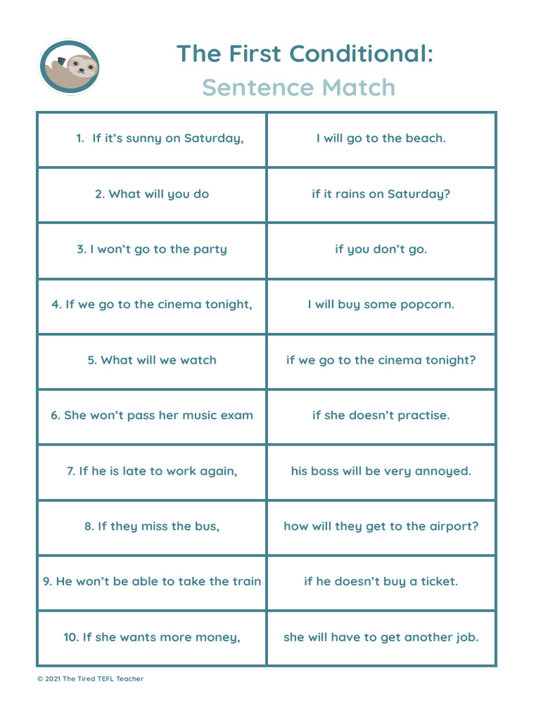 Sentence Match: The First Conditional | PDF