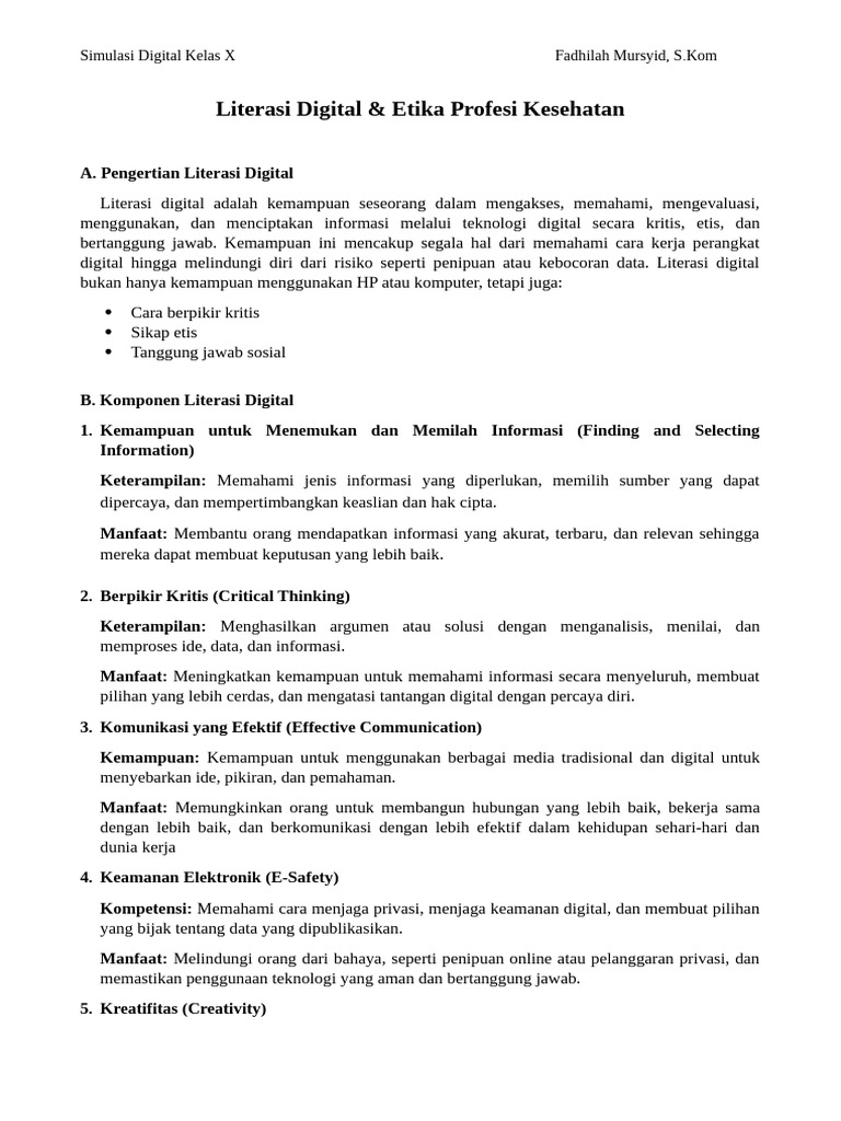Simulasi Digital Kelas X | PDF
