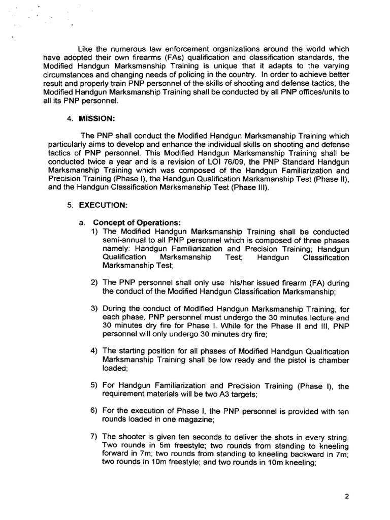 Pnpmc 2020-20 Modified Handgun Marksmanship Training | PDF