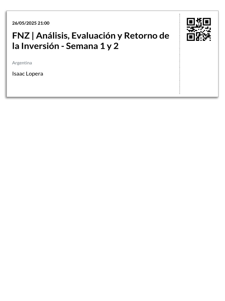 Boleto de Página Completa - FNZ Análisis, Evaluación y Retorno de La ...