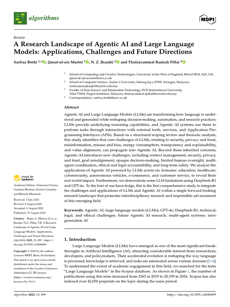 A Research Landscape of Agentic AI and Large Language | PDF ...