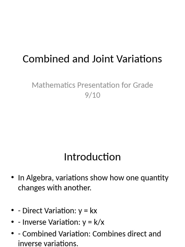 Combined and Joint Variations | PDF