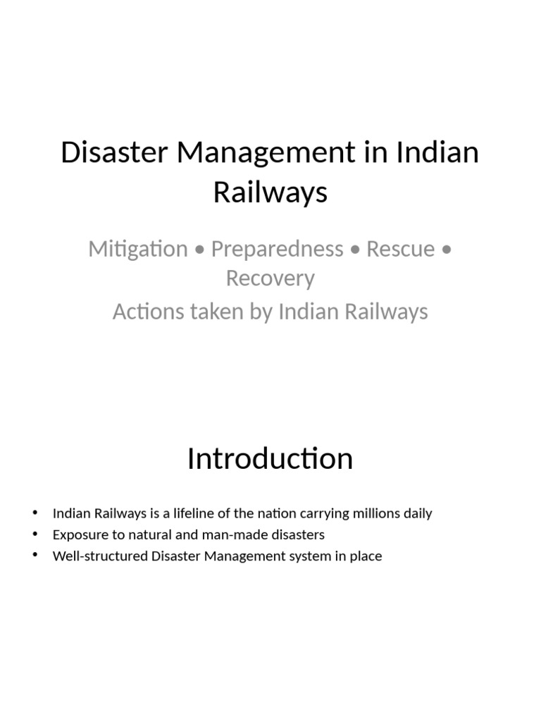 Disaster Management Indian Railways | PDF