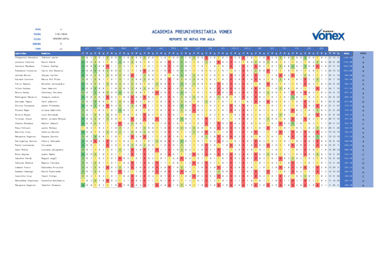 REPORTE DE NOTAS_EXSE0 | PDF