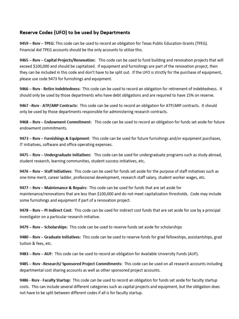 Ufo Codes Descriptions | PDF | Economies