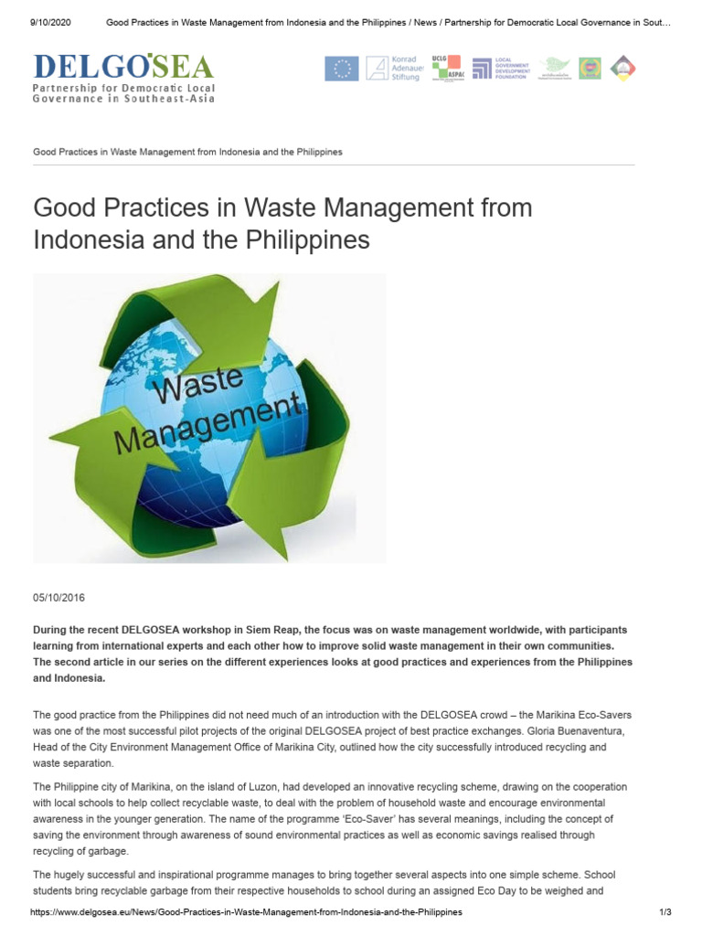 Good Practices in Waste Management From Indonesia and The Philippines ...