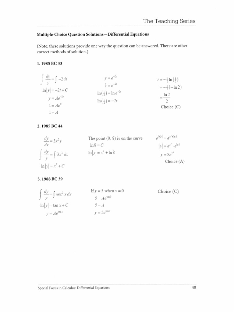 AP Questions-Differential Equations | PDF