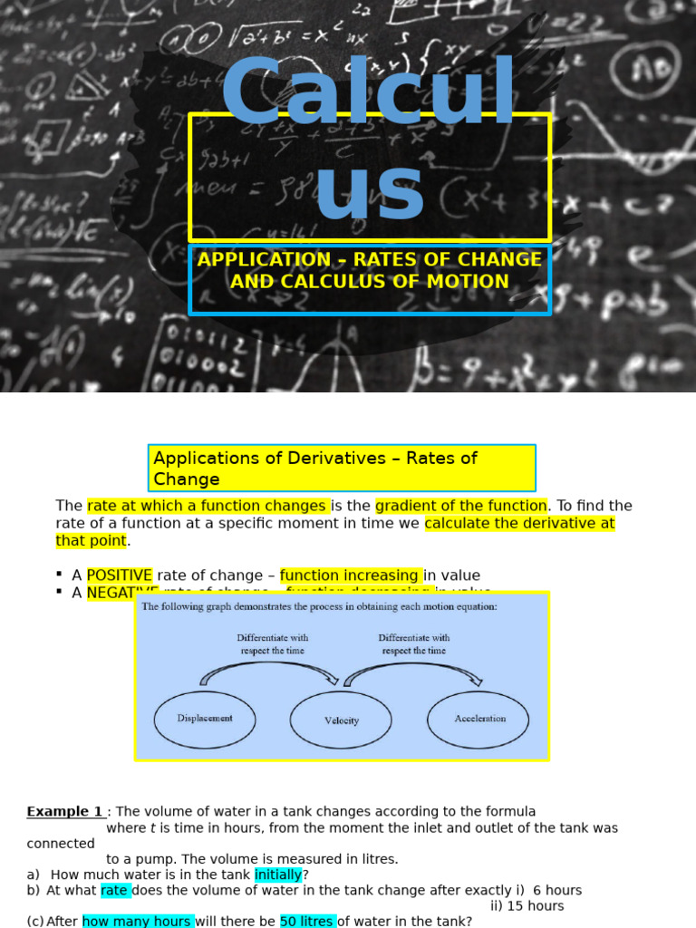 Calculus - Application - Rates and Motion | PDF | Acceleration | Velocity