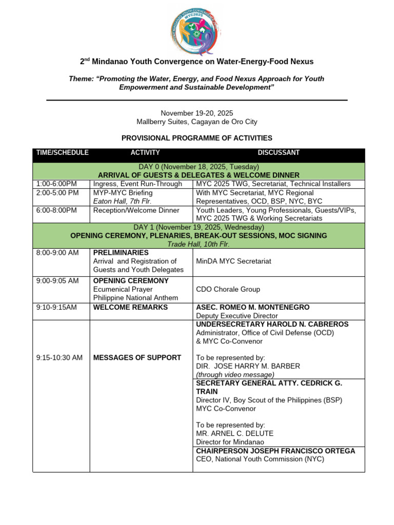 2nd-MYC-Programme_as-of-11.18.2025 | PDF | Economies