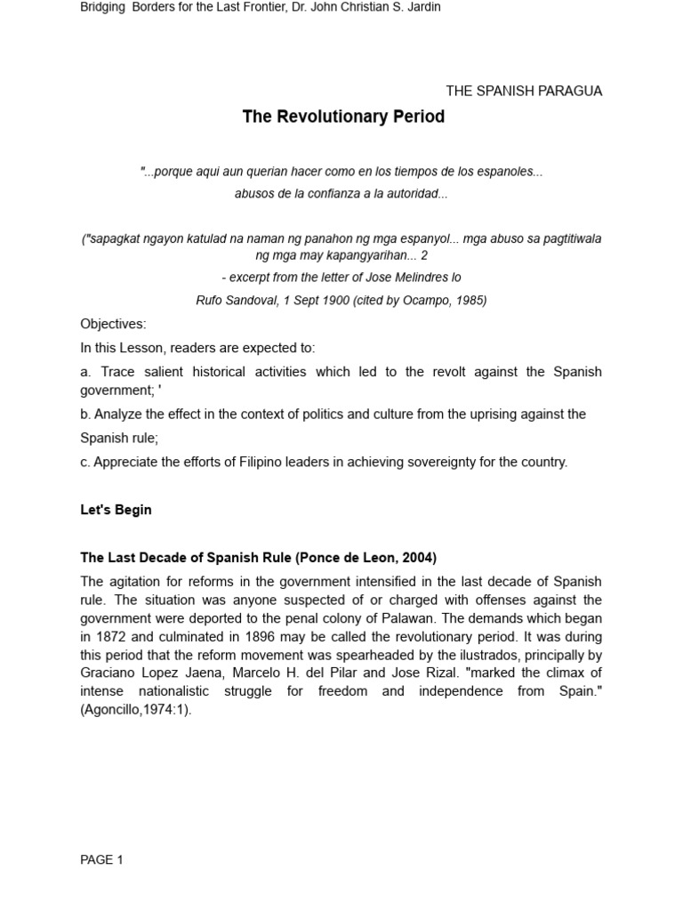 The Revolutionary Period | PDF | Philippines | Spanish East Indies