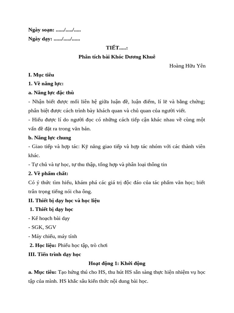 10.4 Phân Tích Bài Khóc Dương Khuê | PDF