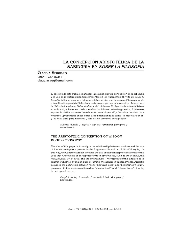 2016 - Claudia Seggiaro - La concepción aristotélica de la sabiduría en ...