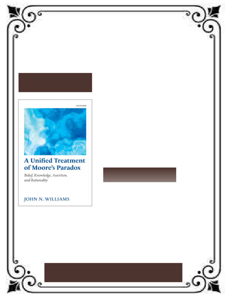 A Unified Treatment of Moore's Paradox John N. Williams Complete Ebook ...