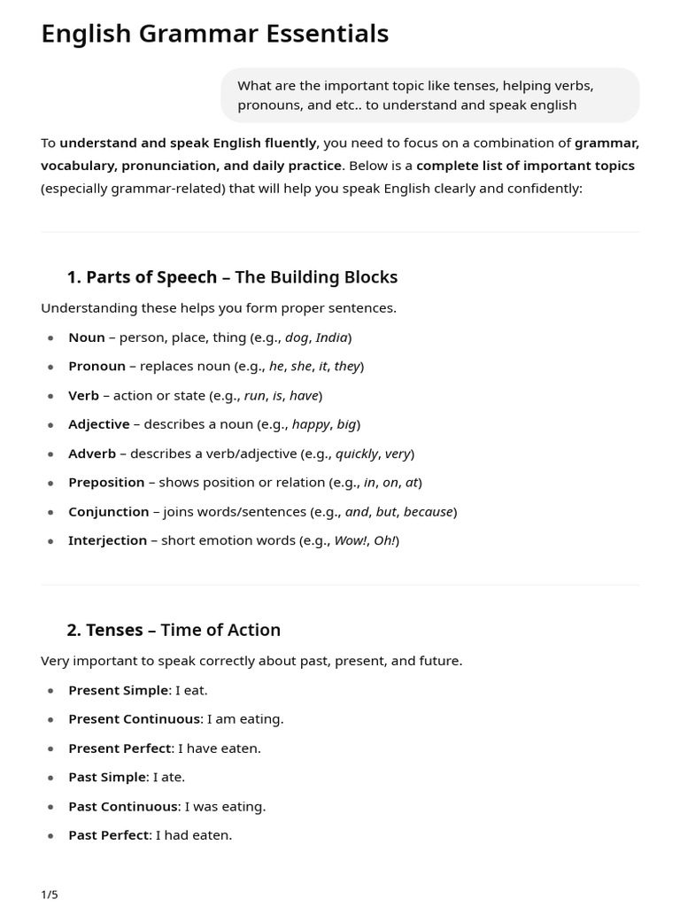 English Grammar Essentials | PDF | English Grammar | English Language